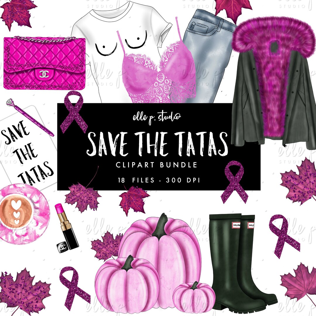 Save the Tatas - Breast Cancer Themed Clipart Bundle /planner Clipart ...