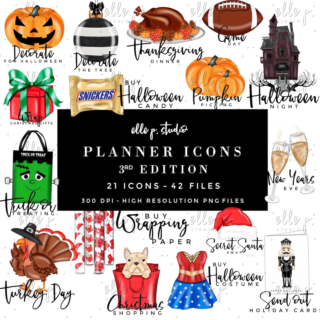 21 Planner Icons THIRD Edition/planner Clipart Bundle -files Total ...