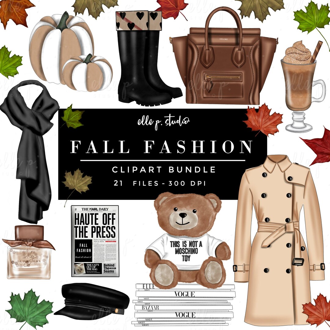Fall Fashion Clipart Bundle /planner Clipart Bundle -21 Files Total ...