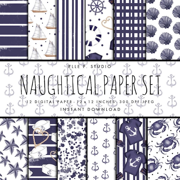 Nautical Digital Paper - Etsy