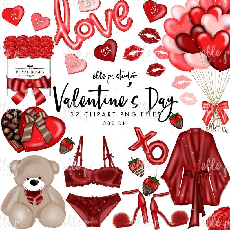 HUGE Valentine's Day Clipart Bundle by Elle P. Studio - Etsy