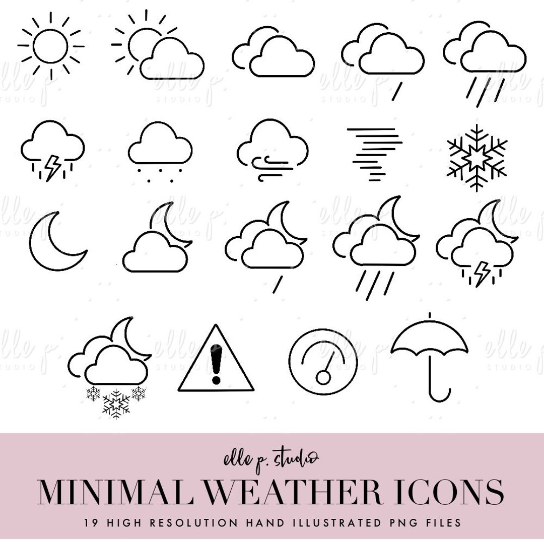 Minimal Weather Icons / Planner Icons / Line Icons / Weather Symbols ...