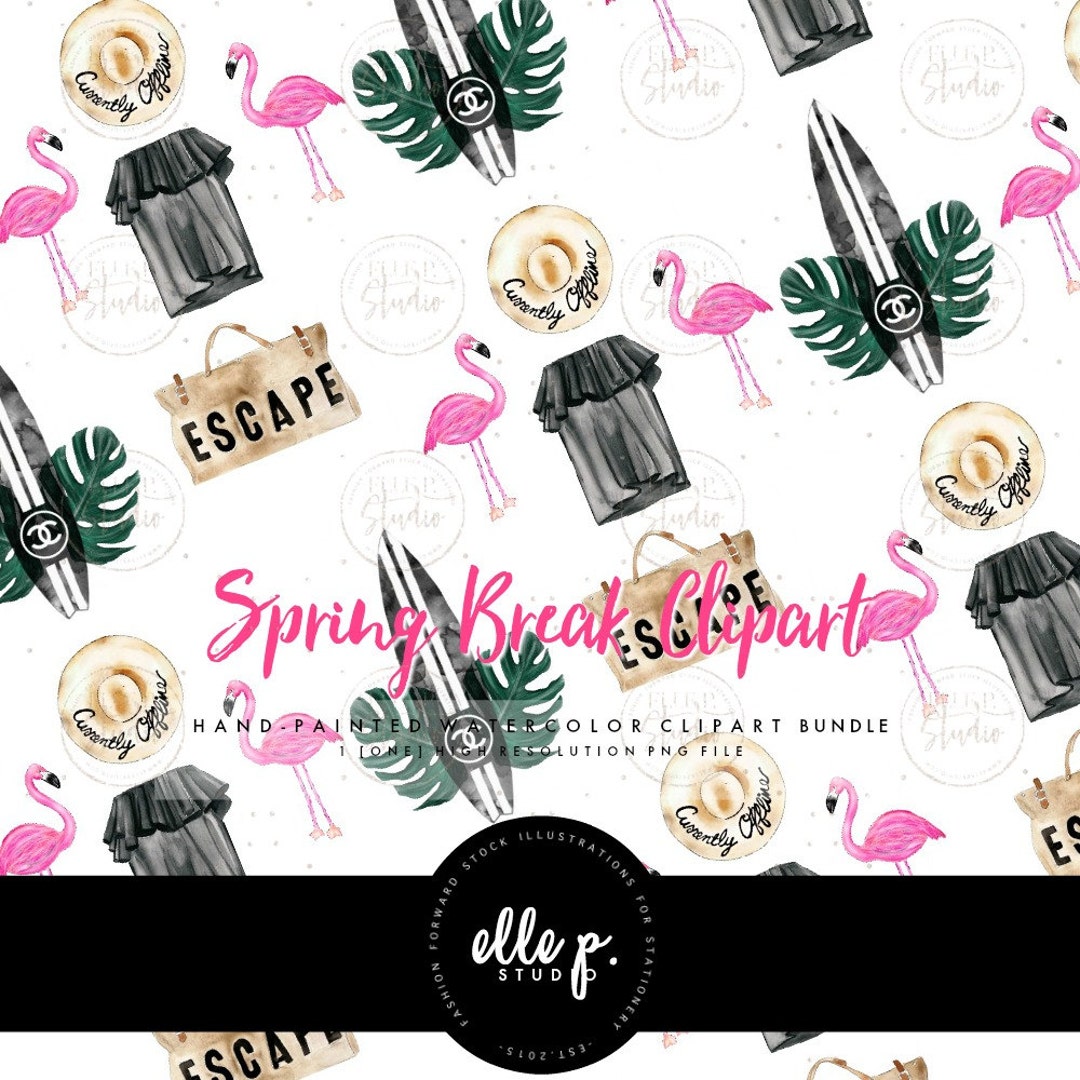 Spring Break Themed Clipart Bundle by Elle P. Studio - Etsy