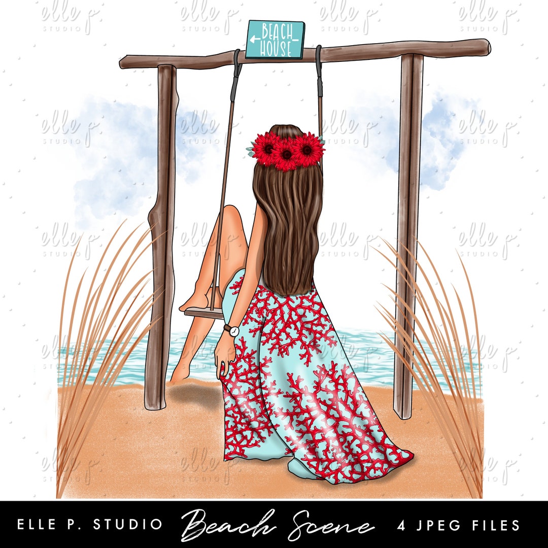 Beach Scene Illustration / Elle Dolls / Elle P. Dolls / Beach Scene ...