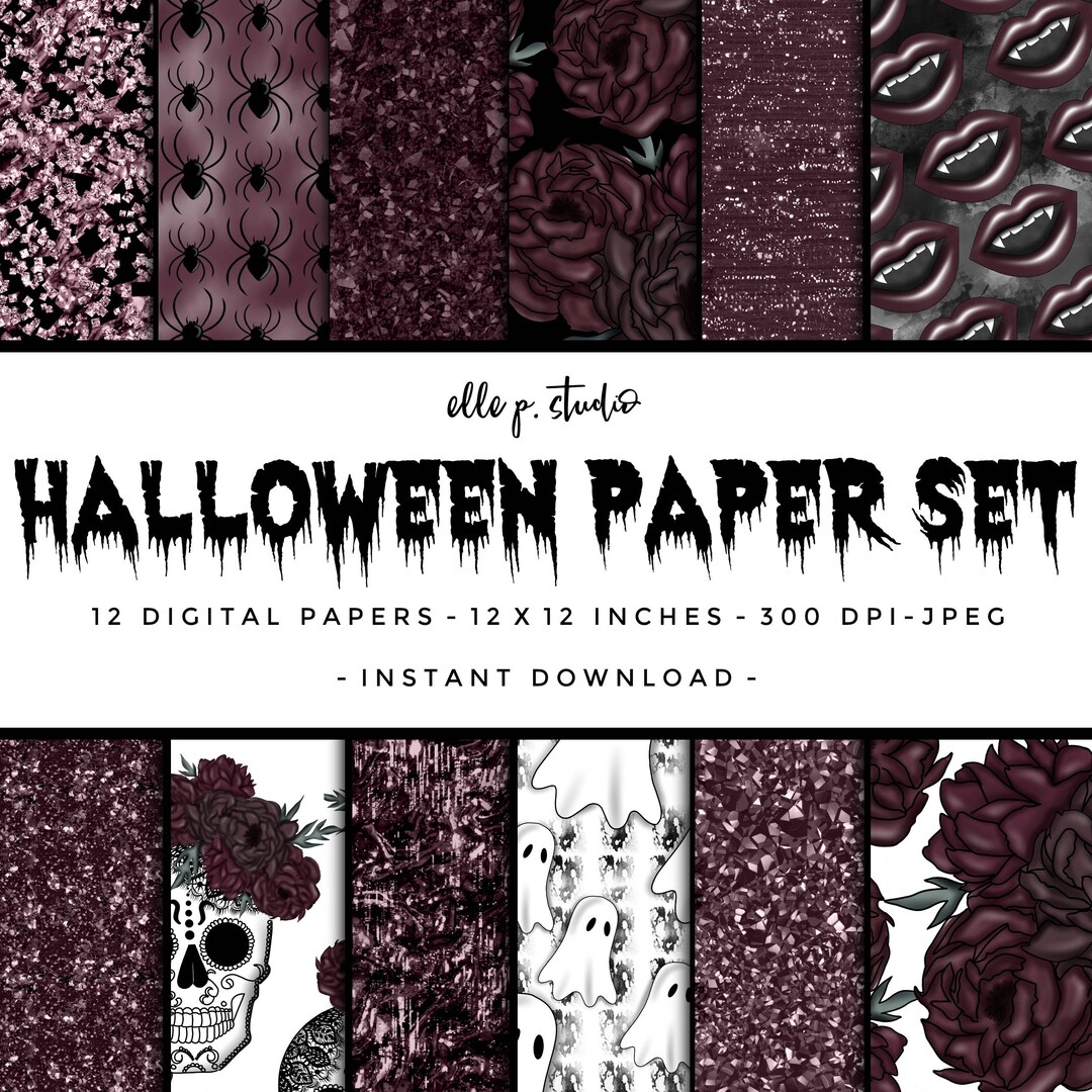 Halloween 2017 Digital Paper Set / Digital Scrapbook Paper/gothic Paper ...