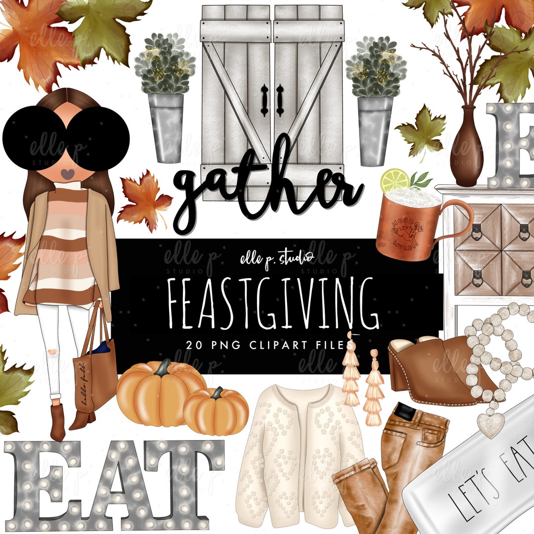 Feastgiving Clipart Bundle /thanksgiving Clipart Bundle -20 Clipart ...