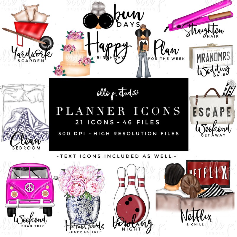 Planner Icon Clipart - Etsy