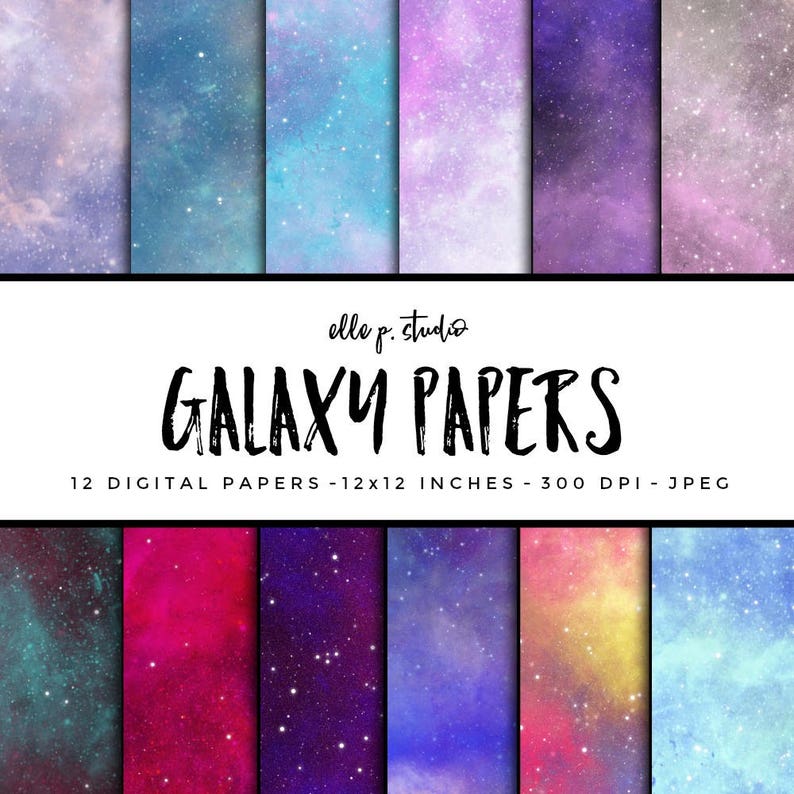 Galaxy Paper Set / Digital Scrapbook Paper / Illustrated Paper - Etsy