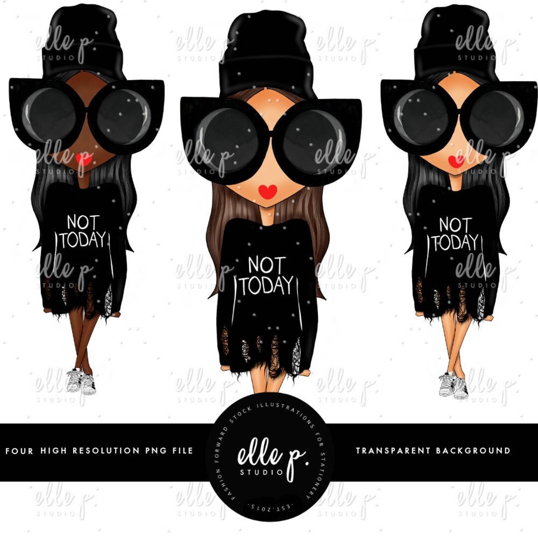 Not Today Baby Elle Dolls / Girl Clipart/ Girl Illustration/planner ...