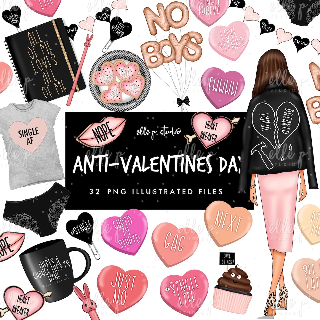 Anti-valentine's Day Clipart Bundle /valentine's Day Clipart Bundle -32 ...
