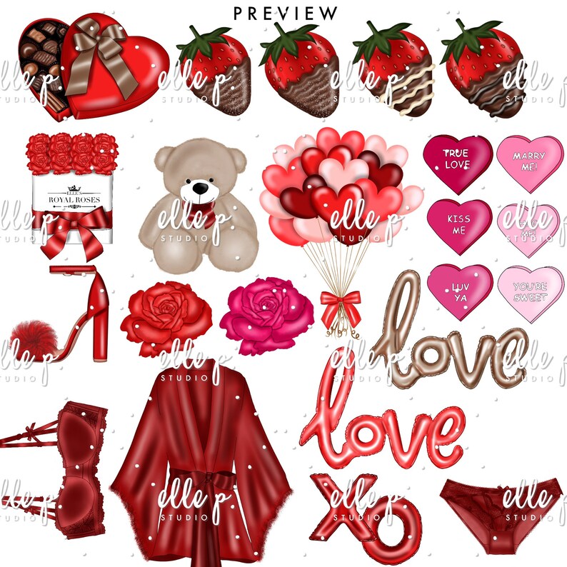 HUGE Valentine's Day Clipart Bundle by Elle P. Studio - Etsy