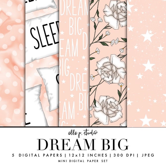 Dream Big Mini Digital Paper Set / Digital Scrapbook Paper / | Etsy