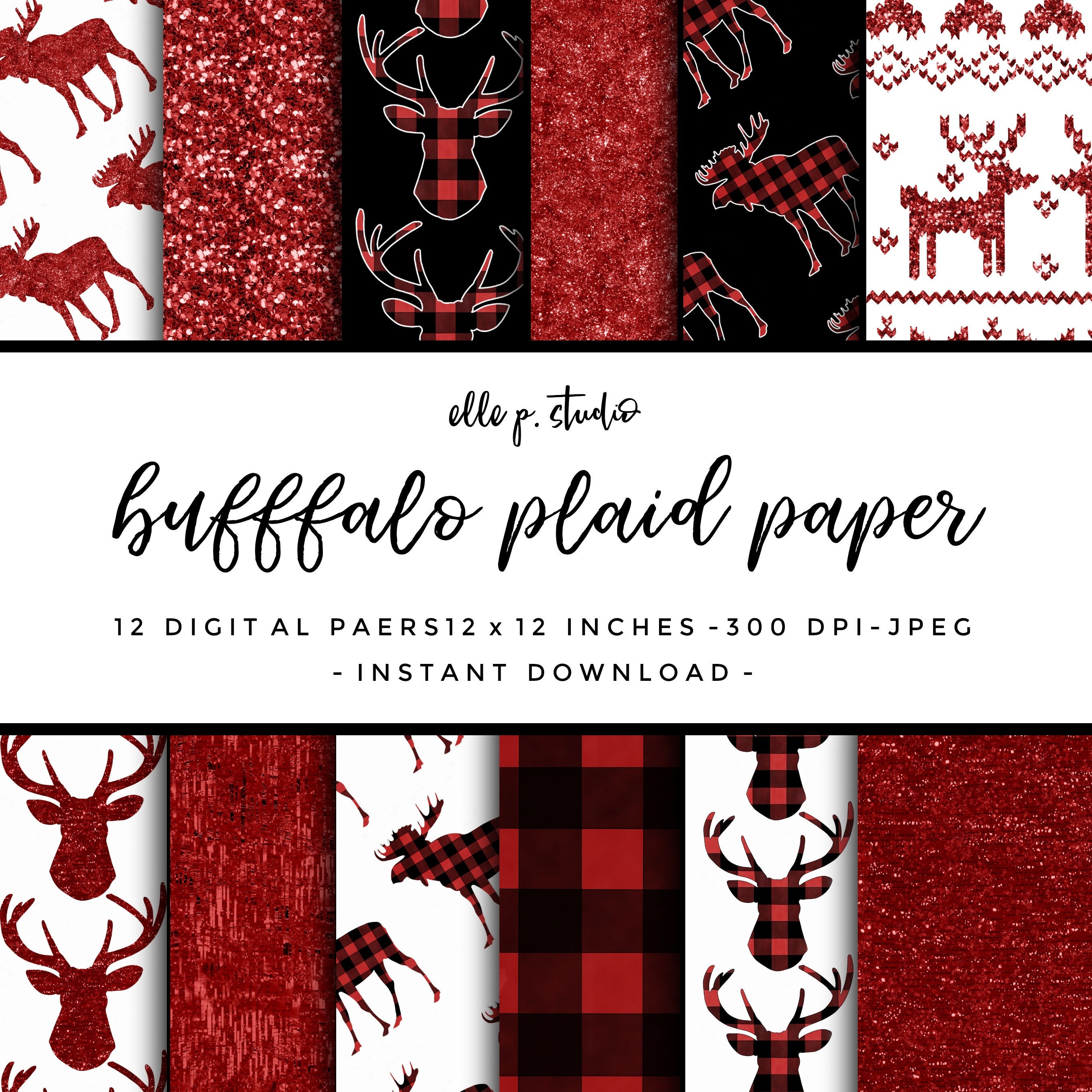 Buffalo Plaid Digital Paper Set / Digital Scrapbook Paper / - Etsy