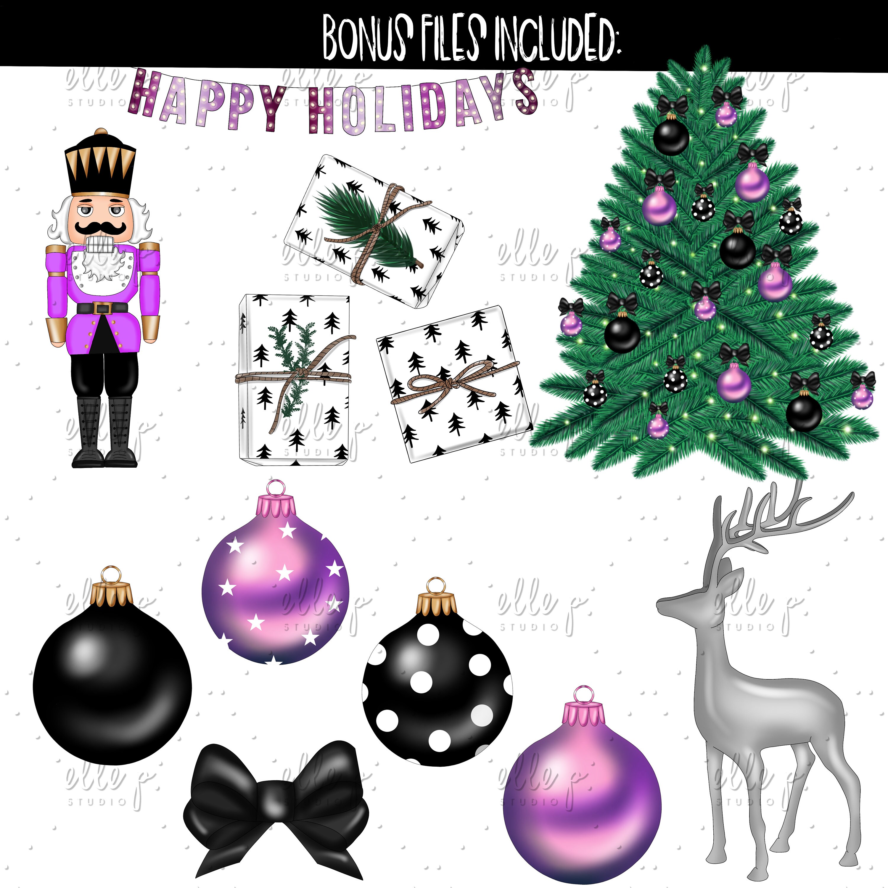 Chic Christmas Illustration PLUS Clipart Bundle /holiday | Etsy