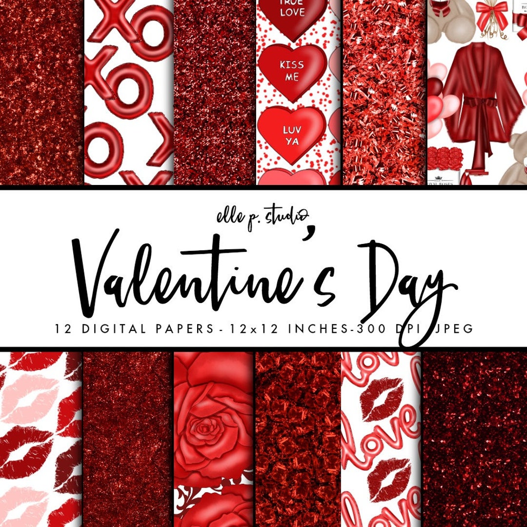 Valentine's Day Digital Paper Set / Digital Scrapbook Paper ...