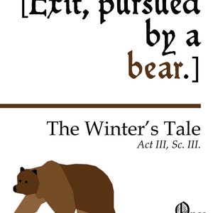 Exit Pursued by a Bear the Winter's Tale Shakespeare 8.5 by 11 Instant ...