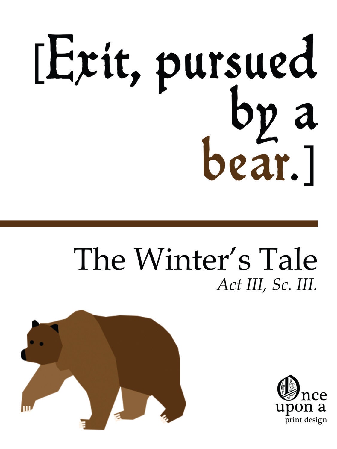 Exit Pursued by a Bear the Winter's Tale Shakespeare 8.5 by 11 Instant ...
