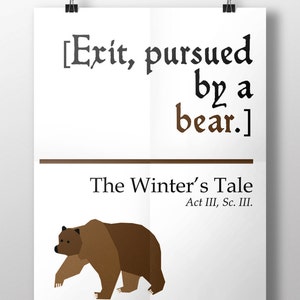 Exit Pursued by a Bear the Winter's Tale Shakespeare 8.5 by 11 Instant ...