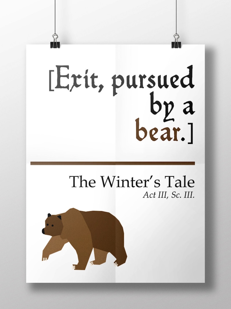 Exit Pursued by a Bear the Winter's Tale Shakespeare 8.5 by 11 Instant ...