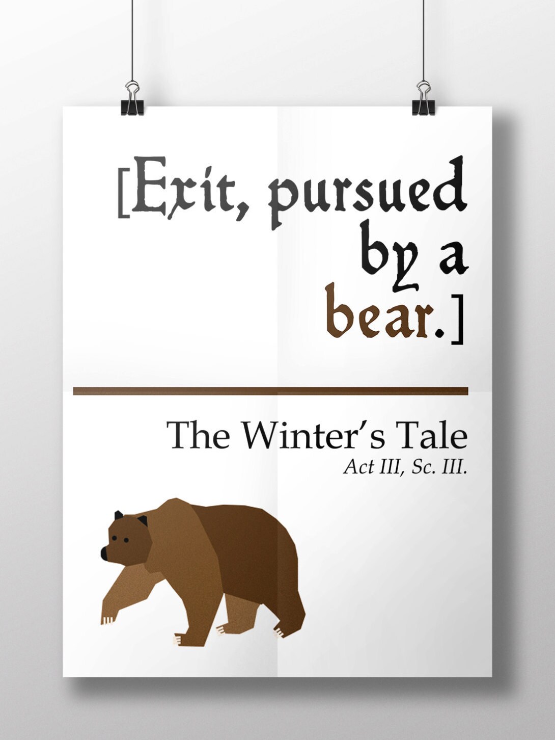 Exit Pursued by a Bear the Winter's Tale Shakespeare 8.5 by 11 Instant ...