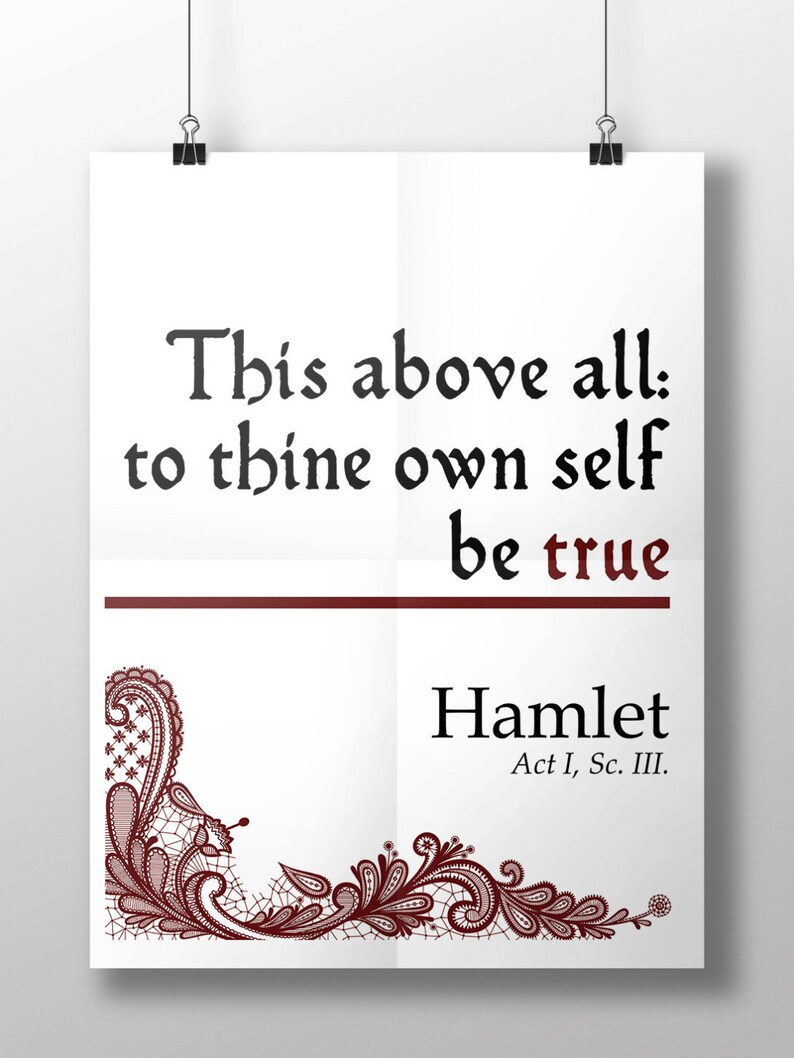 To Thine Own Self Be True Hamlet Shakespeare Lace Quote 8.5 by - Etsy ...