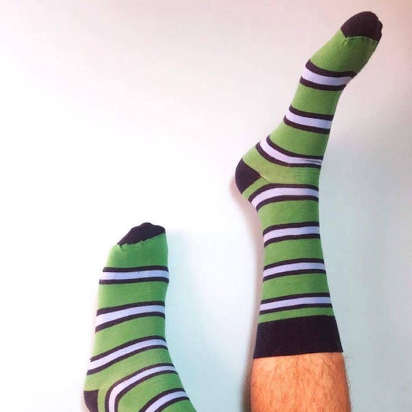 Green Striped Socks - Etsy