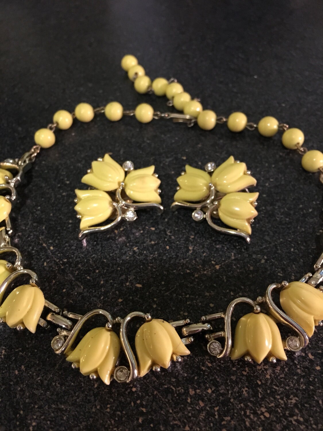 SIGNED Kramer Choker, Kramer Milk Glass Necklace & Earring Set, Kramer ...