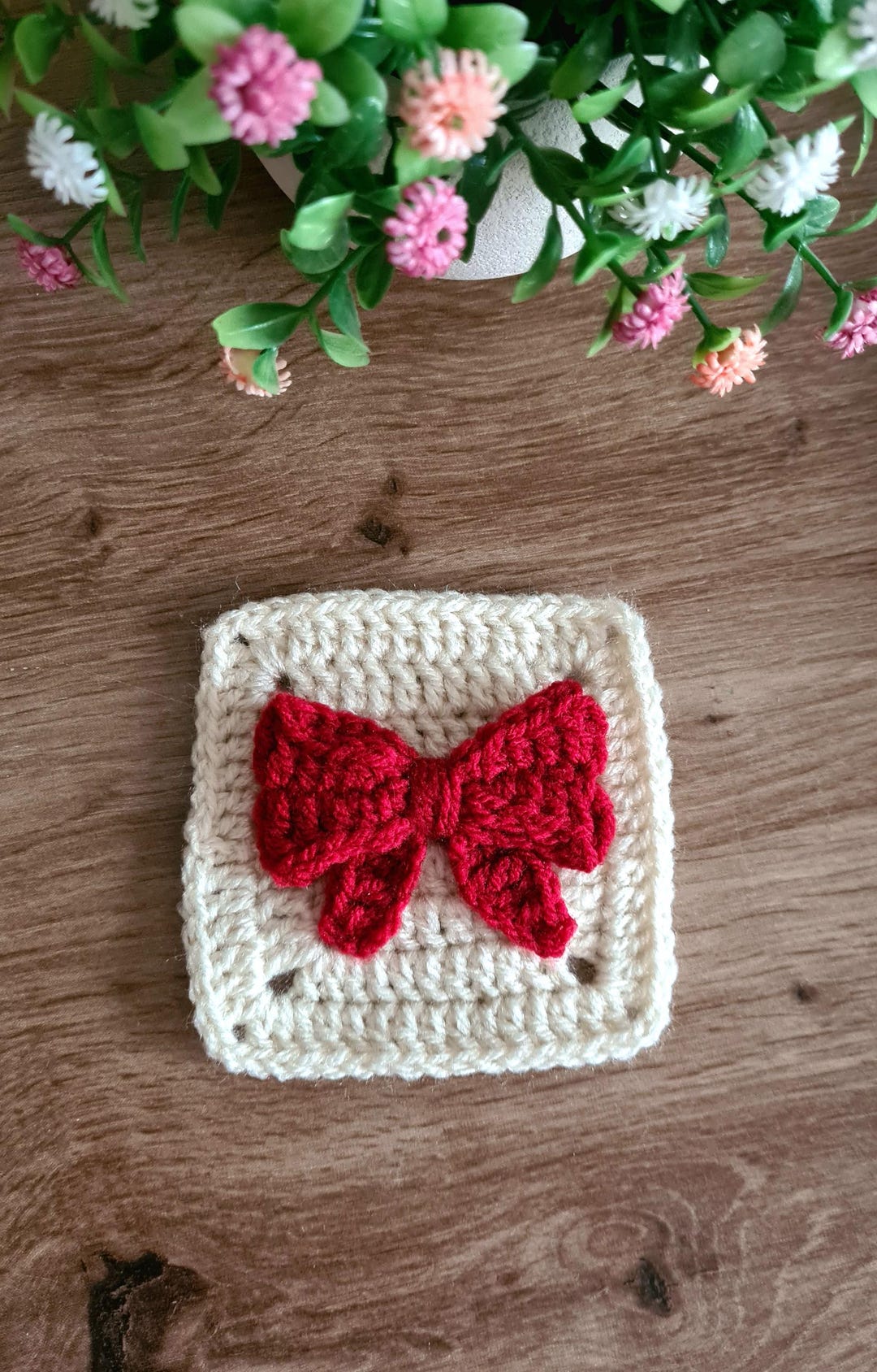 Crochet Bow Granny Square Pdf Pattern 3D - Etsy