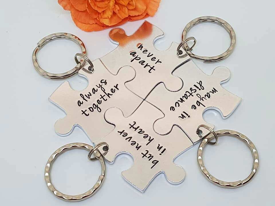 Best Friends Interlocking Puzzle Keyring Set 4 Best | Etsy