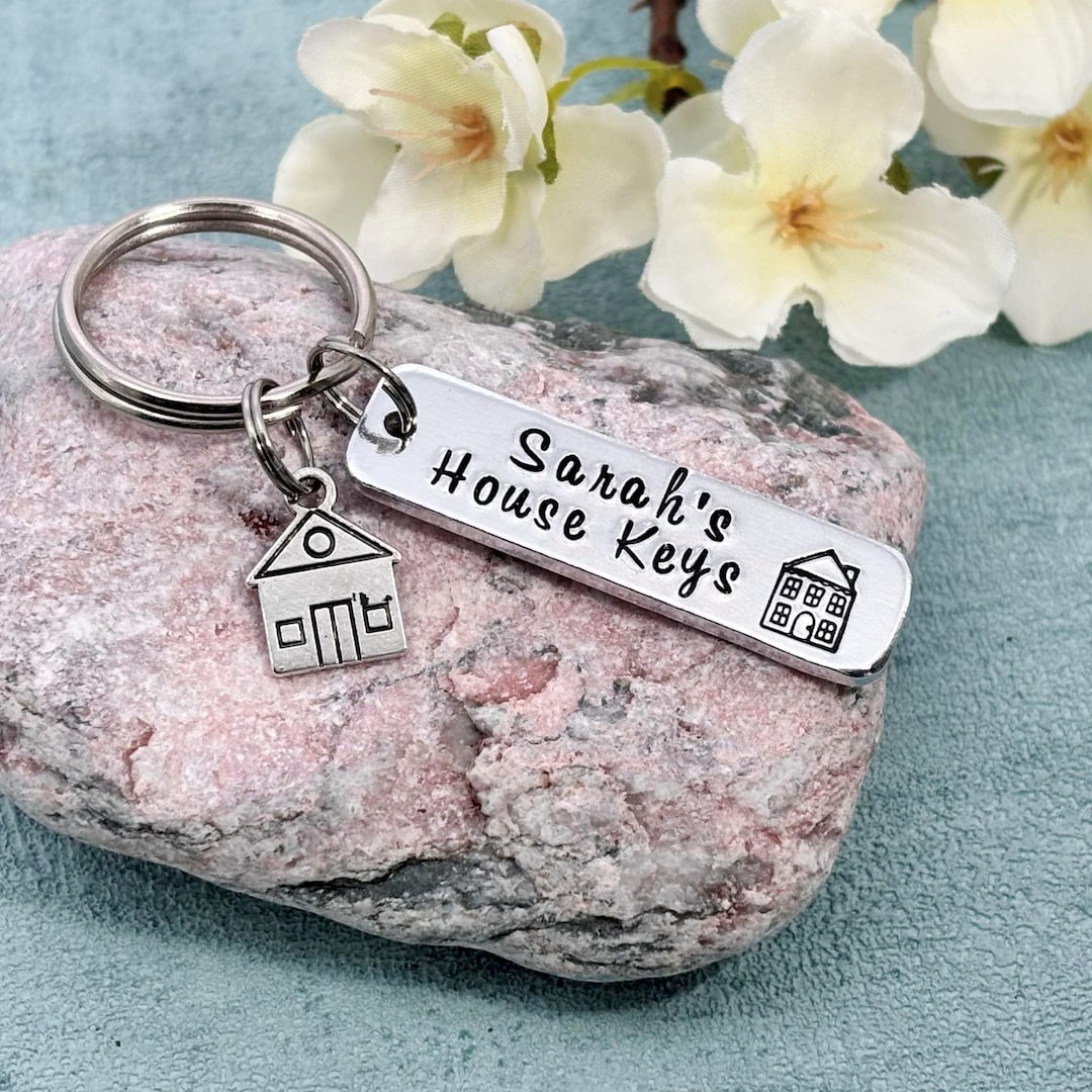 House Keys Keyring, Personalised Name House Keyring, First Home ...