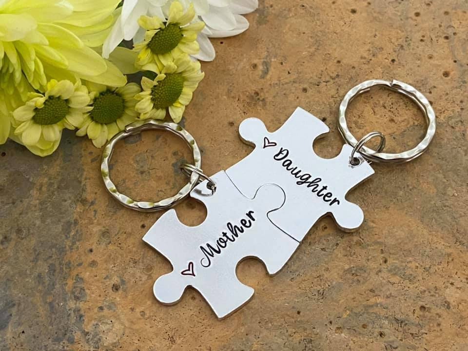 Mother Daughter Puzzle Keyrings Set Mother's Day Gift - Etsy