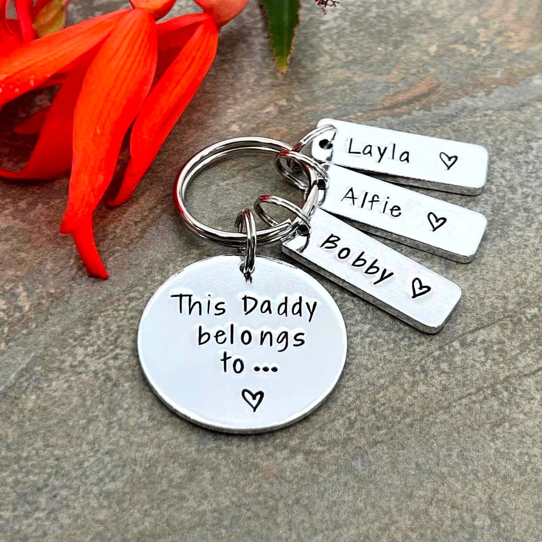 This Daddy Belongs to Keyring, Daddy Dad Personalised Keyring, Father's ...