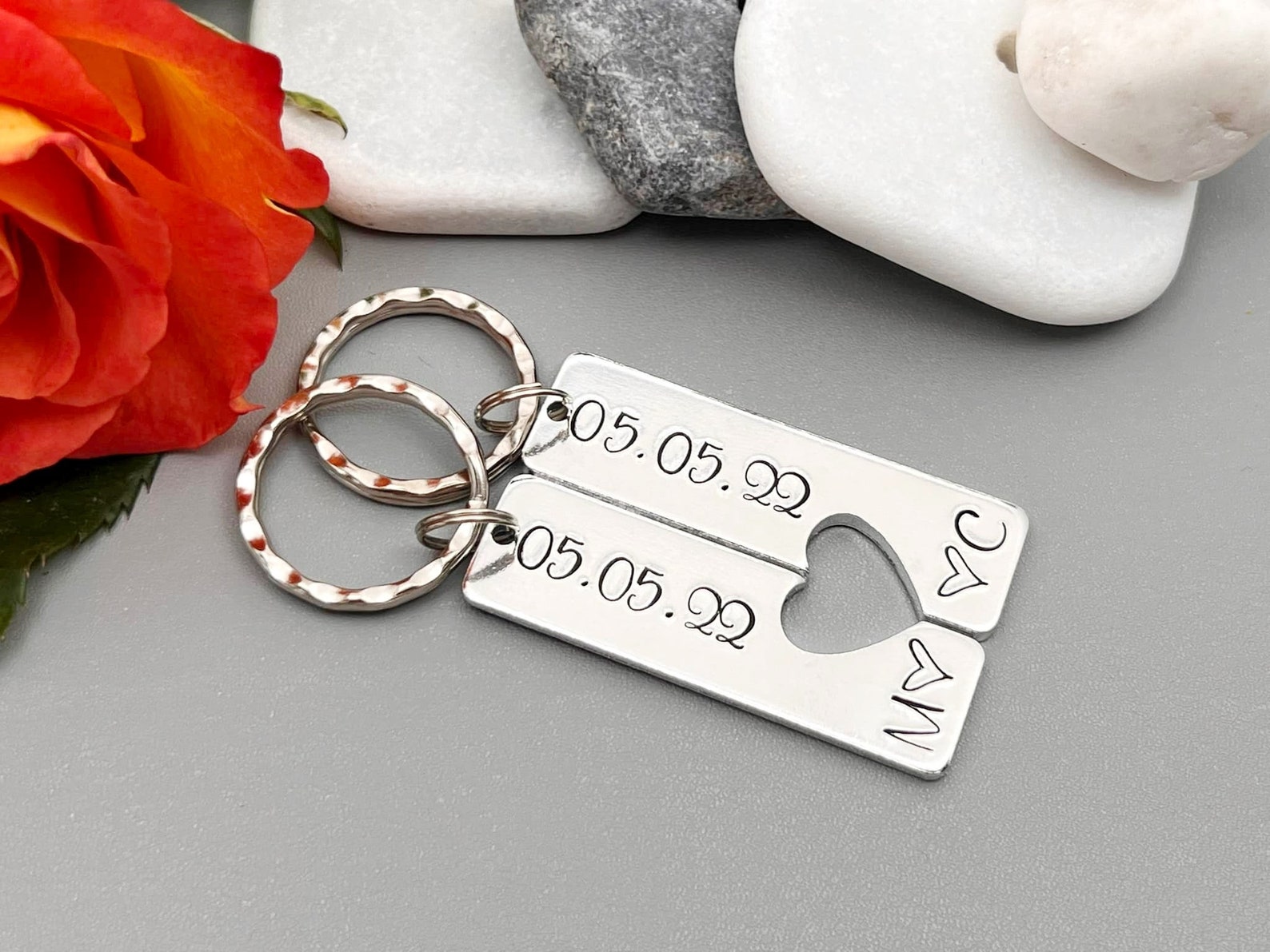 Couples Keyring Personalised Special Date Split Heart - Etsy UK