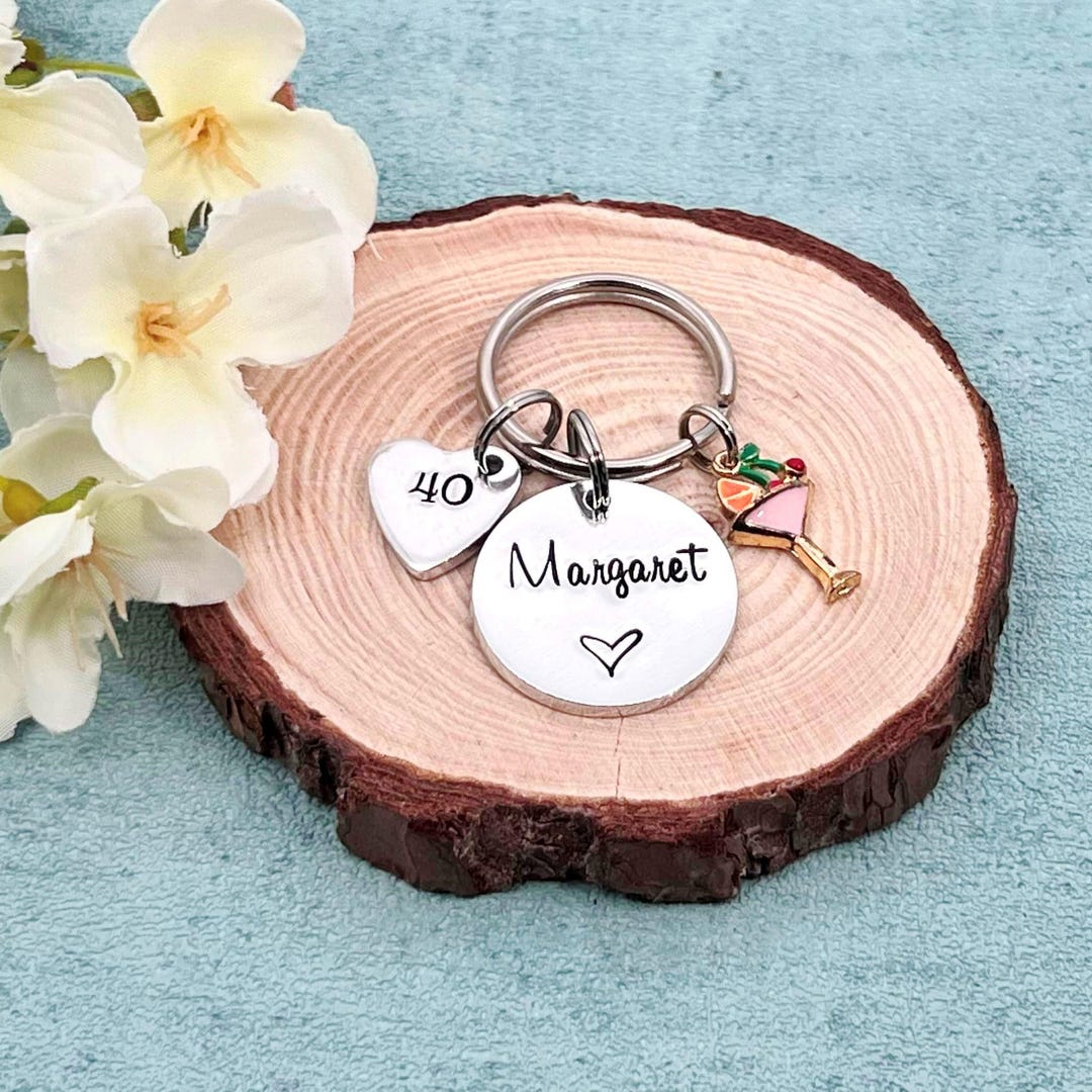 Womens 40th Birthday Gift, 40th Personalised Birthday Keyring for Her ...