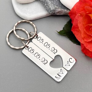 Couples Keyring Personalised Special Date Split Heart - Etsy UK