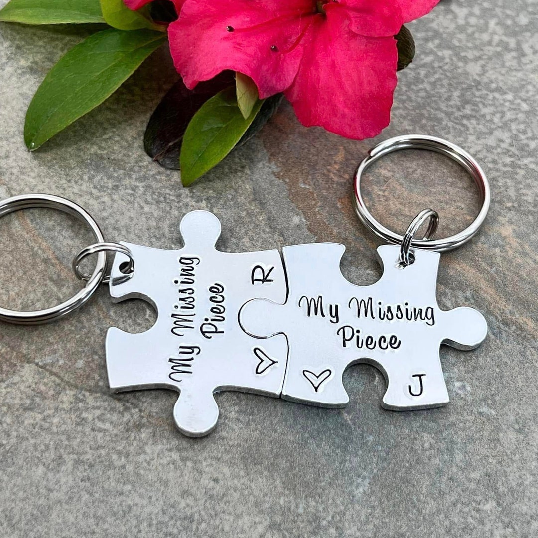 Couples Keyring, Interlocking Puzzle With Initials, My Missing Piece ...