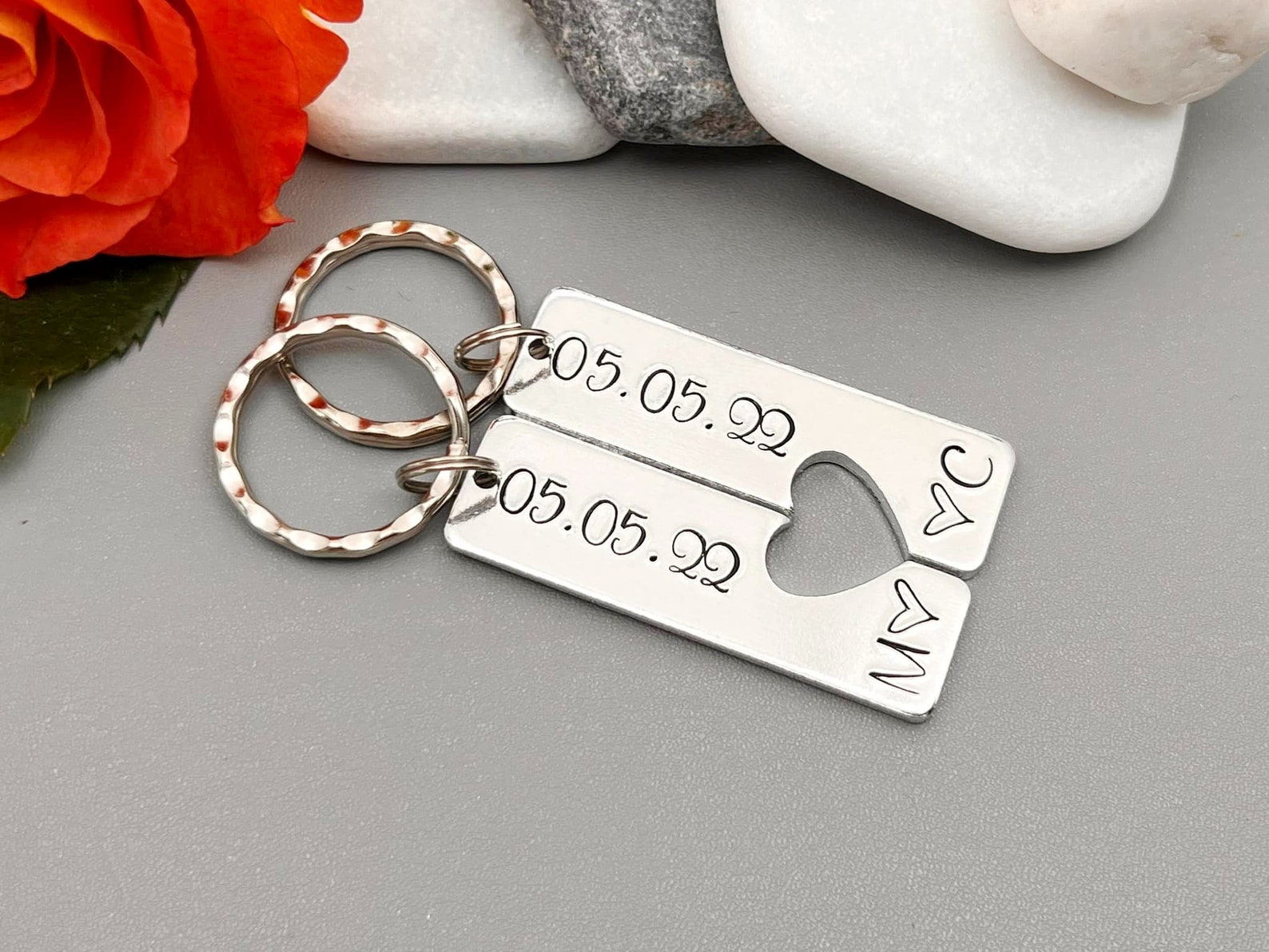 Couples Keyring Personalised Special Date Split Heart - Etsy UK