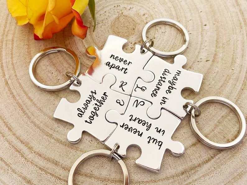 Best Friends Interlocking Puzzle Keyring Set 4 Best - Etsy