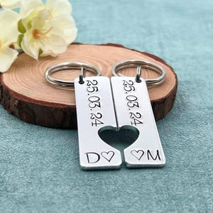 Couples Keyring, Personalised Special Date Gift, Relationship, Wedding ...