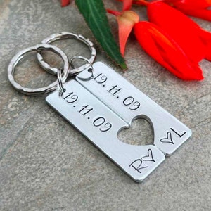 Couples Keyring, Personalised Special Date Gift, Relationship, Wedding ...