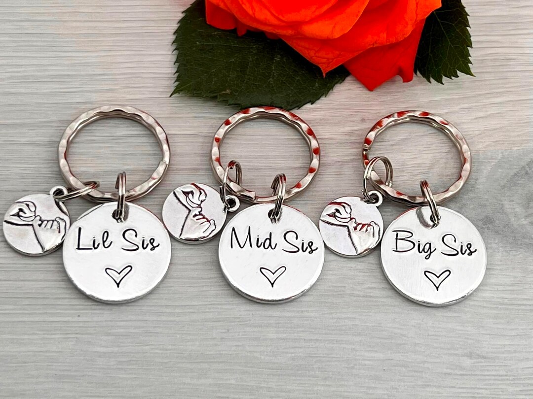 Sisters Keyring, Pinky Promise Gift, Big Mid Lil Sis Keyring, Big ...