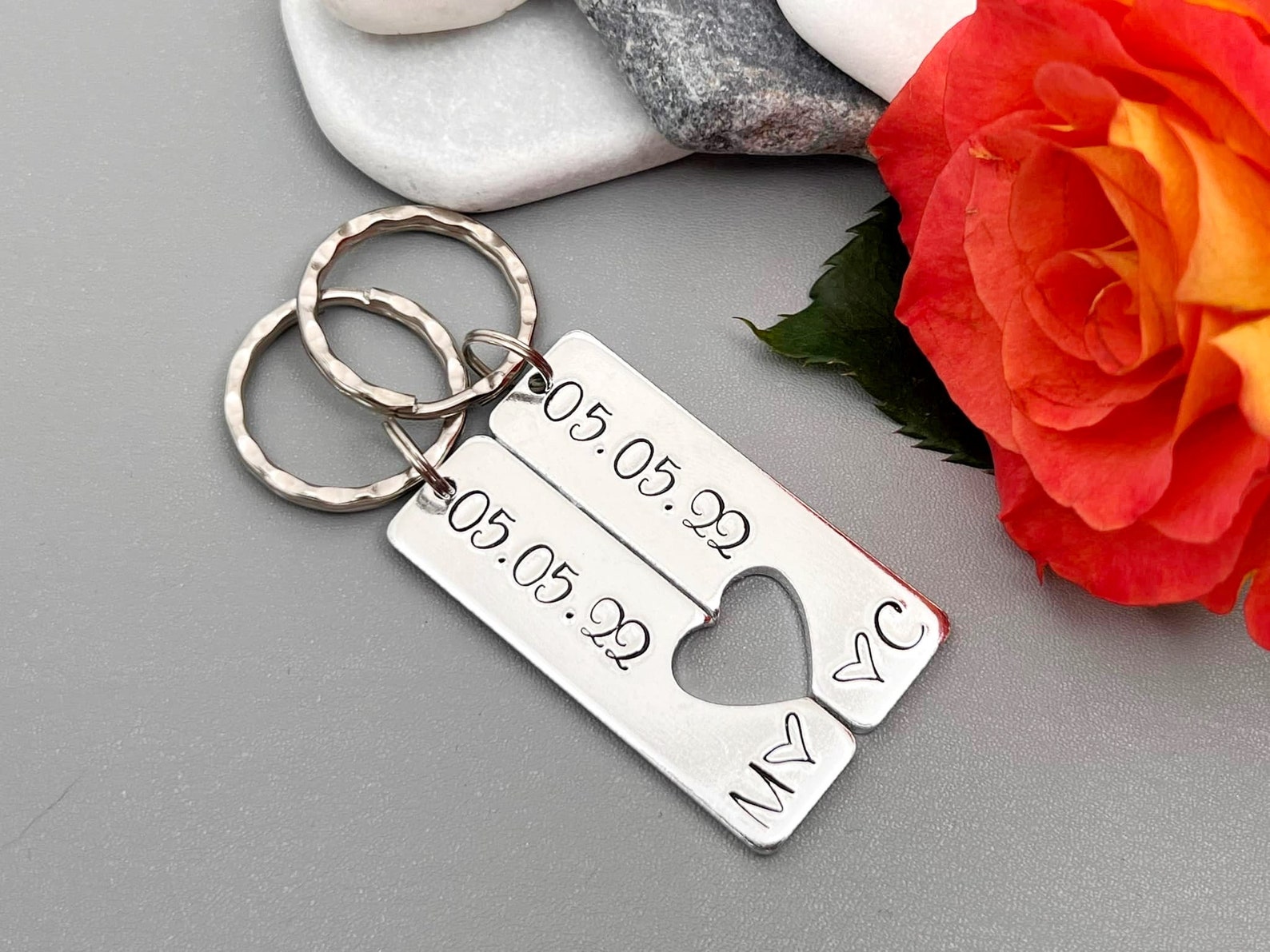 Couples Keyring Personalised Special Date Split Heart - Etsy UK