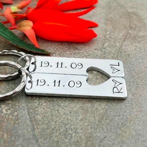 Couples Keyring, Personalised Special Date Gift, Relationship, Wedding ...