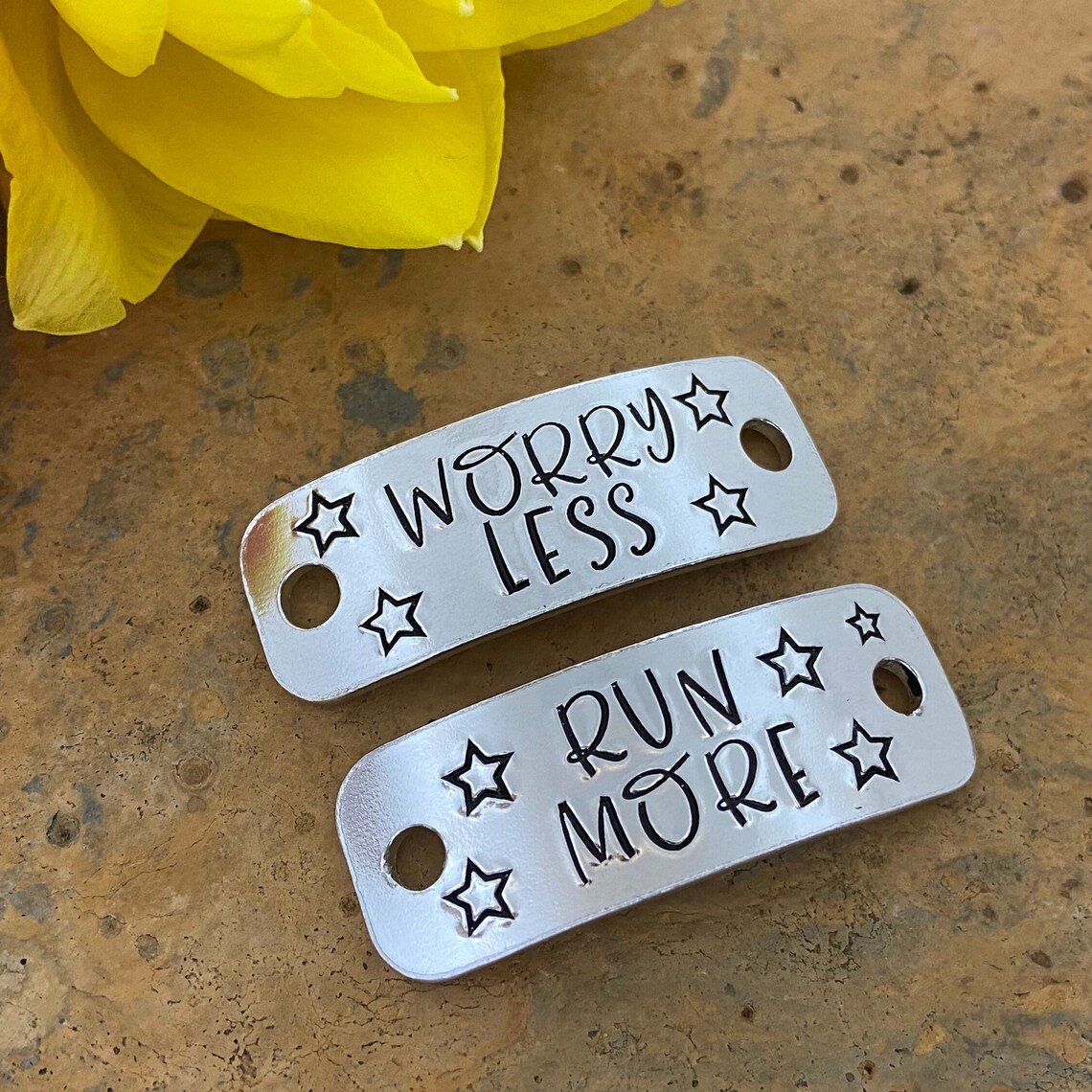 Personalised Trainer Tags, Worry Less Run More, Running Shoe Tag ...