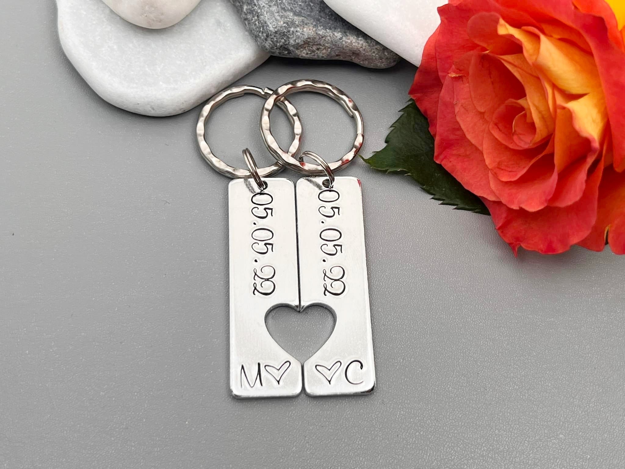Couples Keyring Personalised Special Date Split Heart - Etsy UK