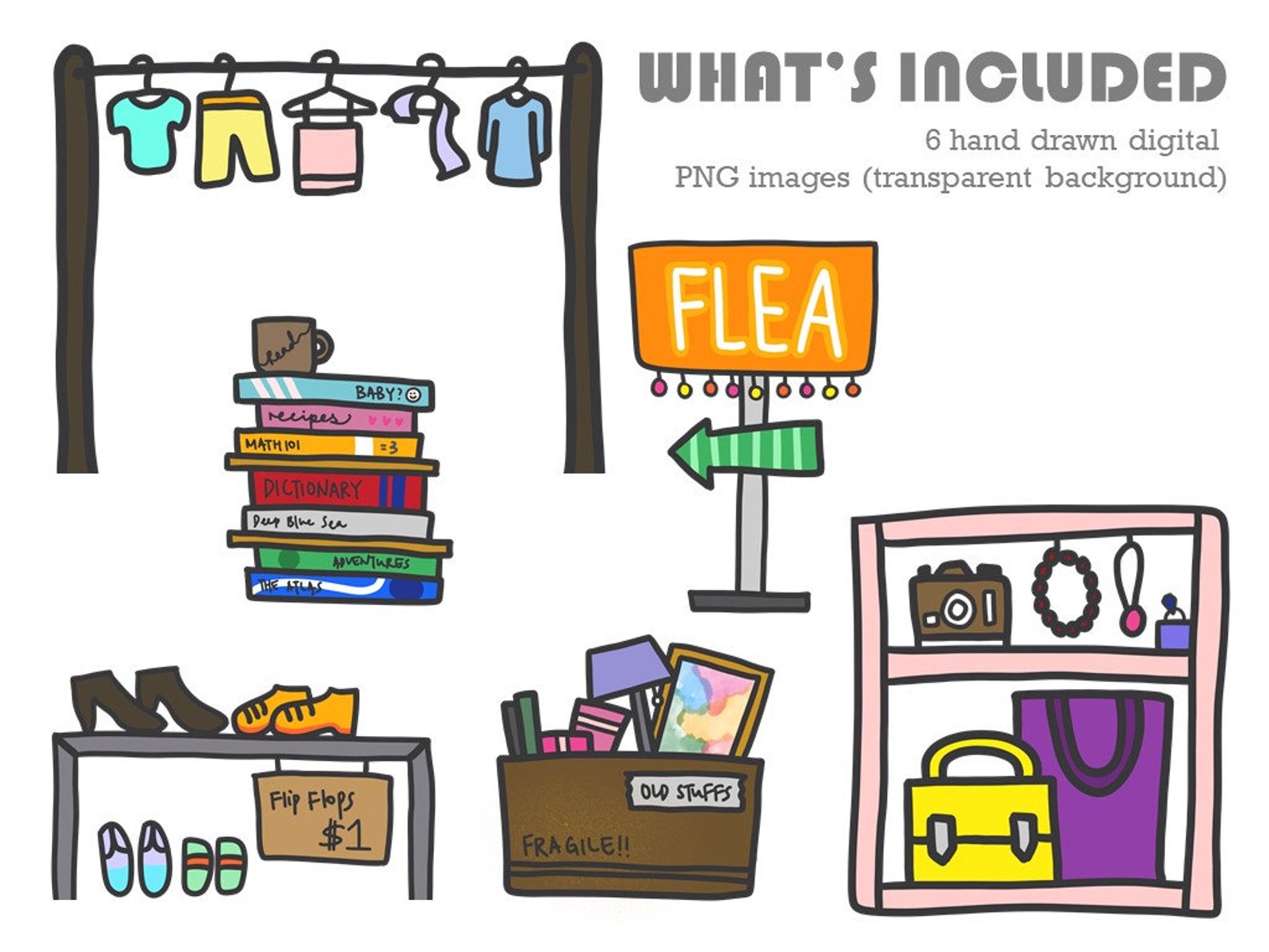 Flea Market Clipart Set, Second Hand Finds (PNG Digital Download) - Etsy