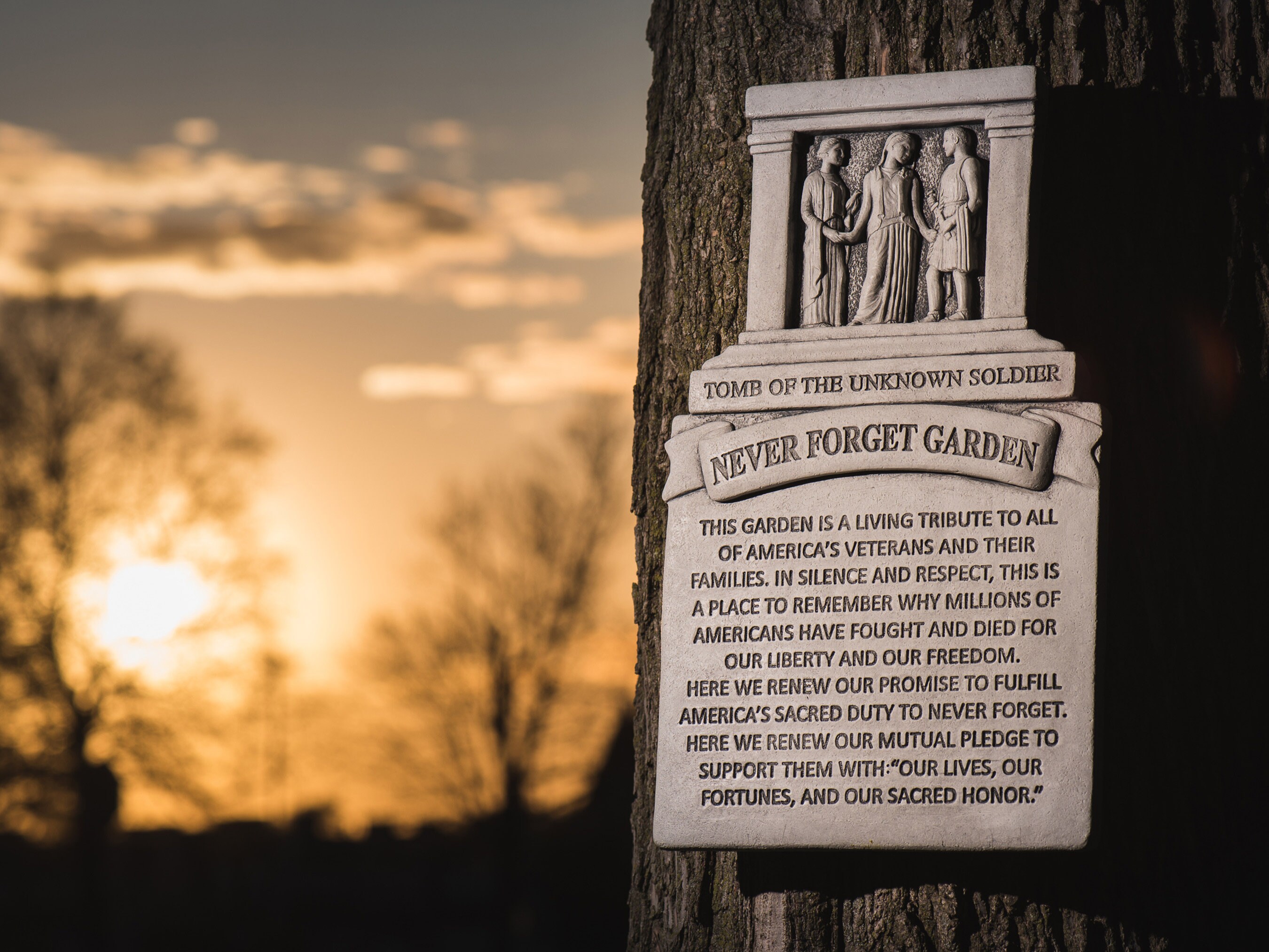 Stone Garden Marker, Never Forget Garden Sculpture, Tomb of Unknown ...