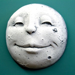 Moon Wall Art, Moon Decor, Moon Garden Plaque, Celestial Decor, Moon ...