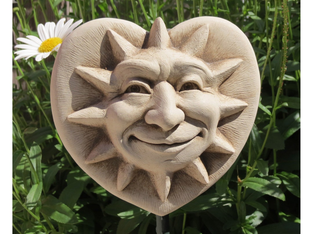 Sun Face Wall Plaque for Home and Garden, Sun Face Wall Decor Stone ...
