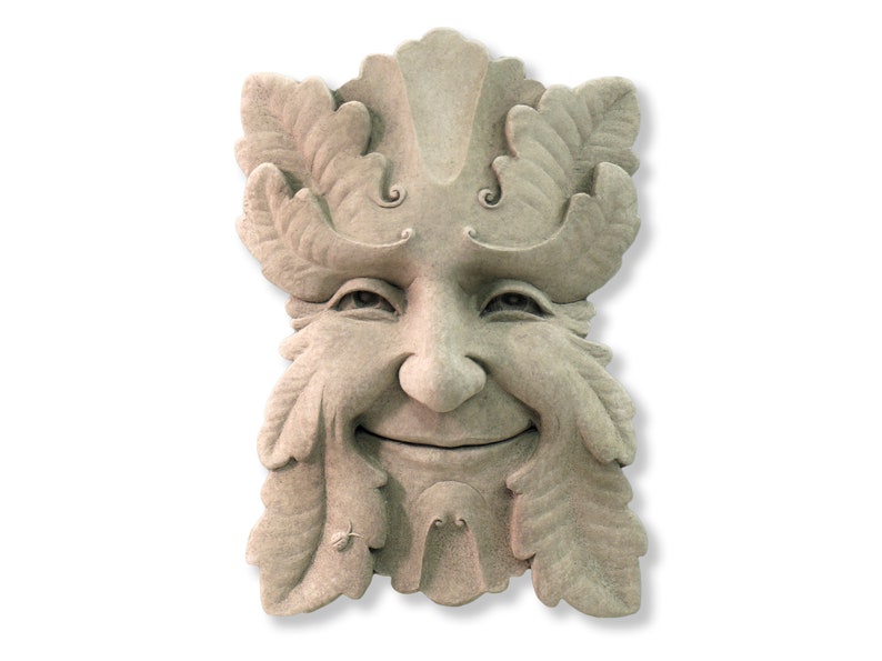 Green Man Leaf Plaque, Green Man Smiling Face Sculpture, Garden Face ...